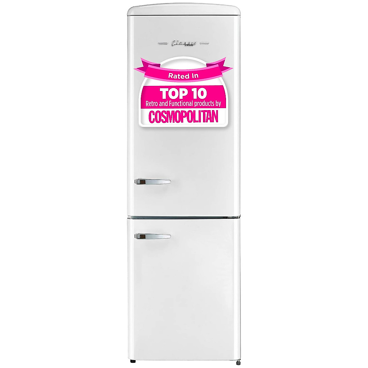 Unique Appliances UGP-330L W AC Classic Retro Refrigerator Electric Bottom-Mount Fridge with Intuitive Control Panel, 4 Glass Shelves, and 3 Freezer Drawers, Frost-Free, 12 cu./ft, Marshmallow White
