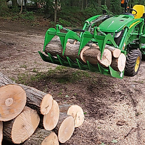 Titan Attachments 72in Economy Grapple Bucket Attachment Fits John Deere Tractors, 3/8in Thick Steel Frame, Hook and Pin Mounting System