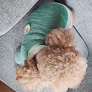 HonpraD Fleece Jackets for Dogs Daisy Sweater Plush Small Girl for Sweaters Neck Flowers Style Round Pet Dog Clothes Girl Small Breed