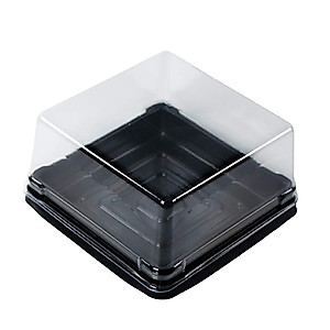 Cake Box - 50 sets 4 Inch X 2-1/8 Inch Clear Plastic Mini Cake Box - Feast Cupcake Box - Muffin Box Biscuit Box Flat Top Box Bakery Cake Shop Sale Use