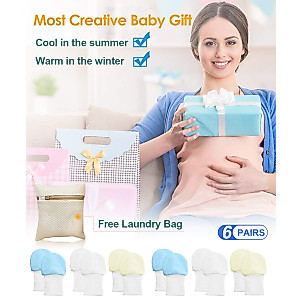 Newborn Baby Mittens Anti Scratch Baby Mittens No Scratch Mittens Baby Gloves for 0-6 Months Boys Girls(6 Pairs)