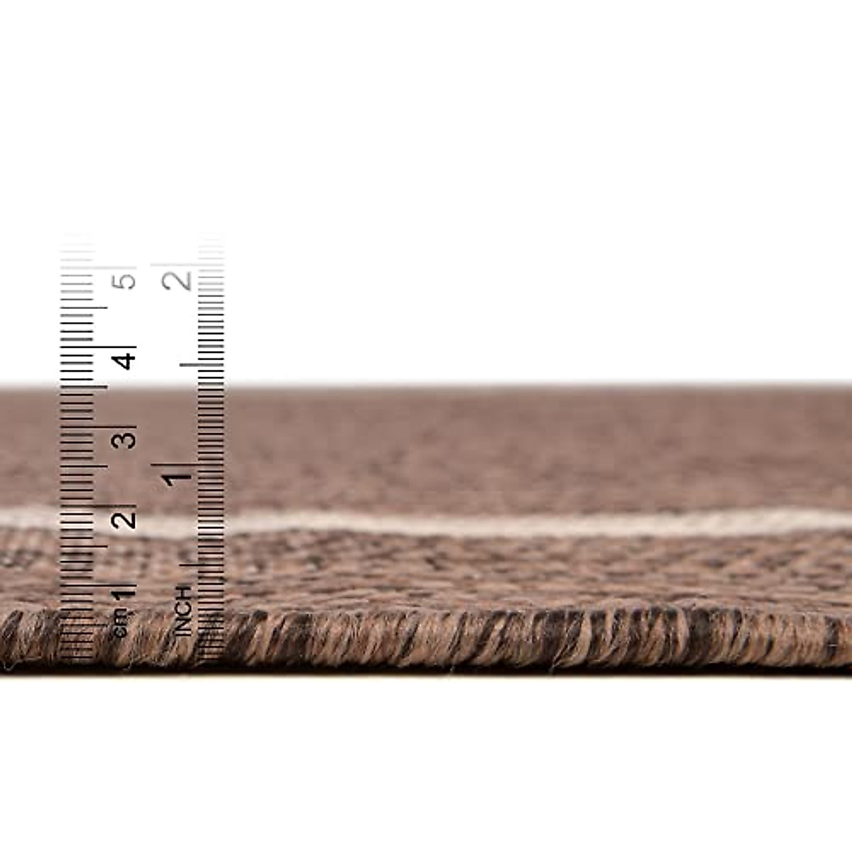 Unique Loom Outdoor Border Collection Area Rug - Soft Border (9' x 12' Rectangle, Brown/ Ivory)