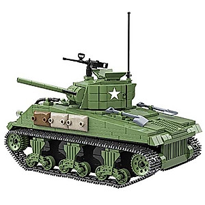 General Jim's World War 2 M4 Sherman Model Military Army Tank Toy Brick Building Set - Building Blocks Tank Kit