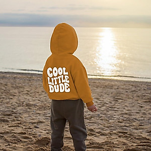 ZOELNIC Toddler baby boy clothes winter hoodie zipper sweatshirt tops COOL LITTLE DUDE letter printed long sleeve (Khaki, 12-18 Months)