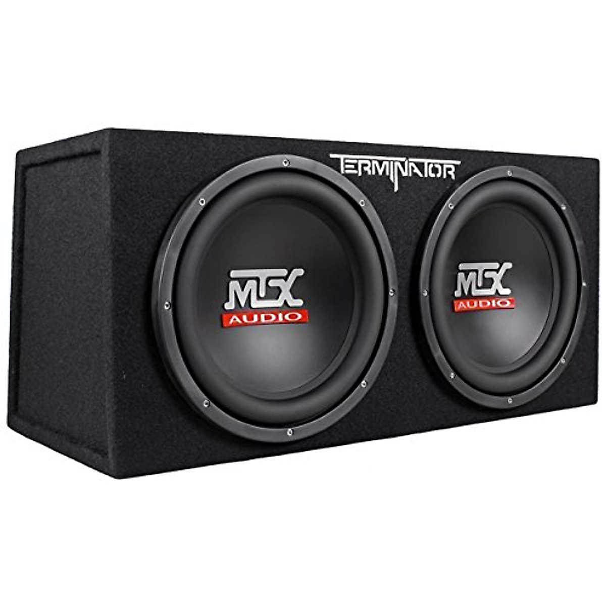 MTX Terminator TNP212D2 1200 Watt 2 Ohm Dual 12 Subwoofers/Sub Box/Amp Package Bundle with Rockville RXC2D 2 Farad Stiffening Power Capacitor & RWK81 Amp Installation Wire Kit (3 Items)