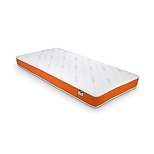 Jay-Be Mattress Simply Kids Sprung Mattress, Bed in a Box - Foam Free - Twin Single, White and Orange