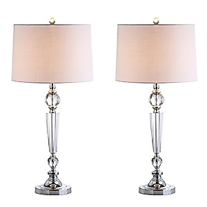 JONATHAN Y JYL2048A-SET2 Set of 2 Table Lamps Emma 29.5" Crystal LED Table Lamp Modern Contemporary Bedside Desk Nightstand Lamp for Bedroom Living Room Office College Bookcase, Clear