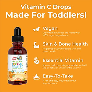 MaryRuth Organics Toddler Vitamin C Drops | USDA Organic Vitamin C Liquid Drops for Toddler | Ages 1-3 Years | Vitamin for Immune Support & Overall Health | Vegan | Non-GMO | Gluten Free | 30 Servings