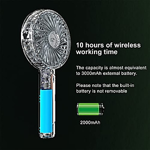 VKUSRA Handheld Fan, Mini Portable Fan, Small Personal Battery Operated Hand Held Fan with 4 Speeds, USB Rechargeable Eyelash Desk Fan with Base & Adjustable Angle for Office Outdoor Traveling-Green