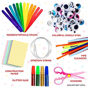 Dragon Too Mega Kids Crafts and Art Supplies Jar Kit - 1000+ Piece Set - Instructional Booklet Included - Revised Glitter Glue, Construction Paper, Popsicle Sticks, Googly Eyes, Pipe Cleaners