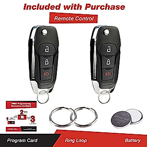 KeylessOption Keyless Entry Car Remote Uncut Ignition Flip Key Fob for Ford F150 F250 N5F-A08TAA (Pack of 2)