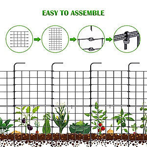 32 Pack Decorative Garden Fence Outdoor 24in x 22ft Coated Metal RustProof Landscape Wrought Iron Wire Border Folding Patio Fences Flower Bed Fencing Barrier Section Panels Decor Picket Edging