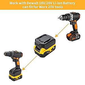Crivnhar Battery Convert Adapter for Dewalt 18V/20V Li-ion Battery to Worx 20V WA3520 WA3525 WA3575 WA3578 Power Tool Battery