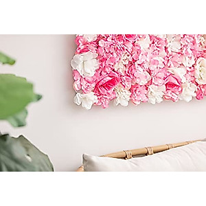Flowers Wall Panel 4 PCs (11 SQFT) 24"x16" Carnations 3D Flower Wall Decor Silk Flowers for Nails Room, Home Office, Wedding Backdrop, Bridal Shower, Baby Girls Room, Nursery, Pink Room Décor