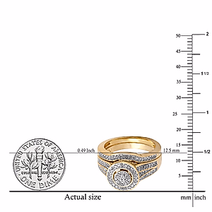 Dazzlingrock Collection 0.50 Carat (ctw) 18k Yellow Gold Plated Sterling Silver White Diamond Round Women Engagement Ring Set 1/2 CT, Size 7