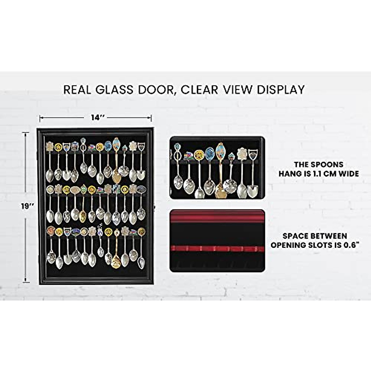 36 Souvenir Tea Spoon Display Case Rack Cabinet Lockable Glass Door Oak Finish