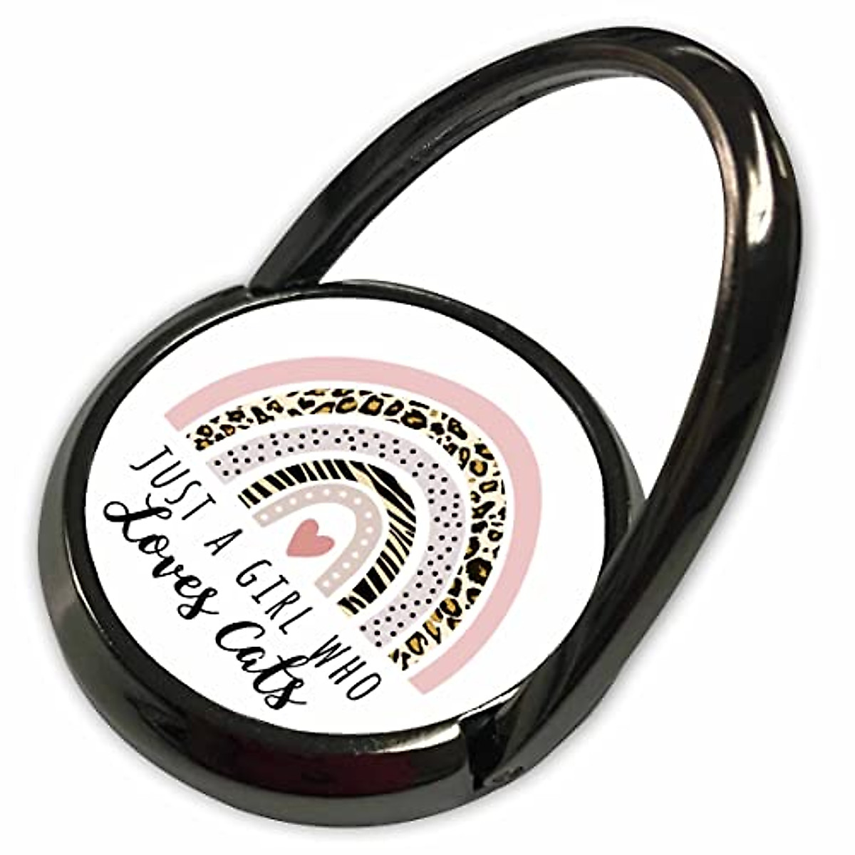 3dRose Just a Girl who Loves Cats - Cute Leopard Print Rainbow Pink... - Phone Rings (phr-363682-1)