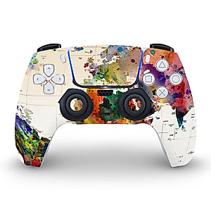Head Case Designs Officially Licensed Mark Ashkenazi Map of The World Art Mix Vinyl Faceplate Sticker Gaming Skin Case Cover Compatible with Sony Playstation 5 PS5 Disc Console & DualSense Controller