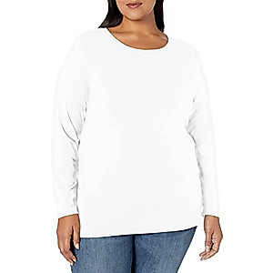Amazon Essentials Women's Classic-Fit Long-Sleeve Crewneck T-Shirt (Available in Plus Size), White, X-Large