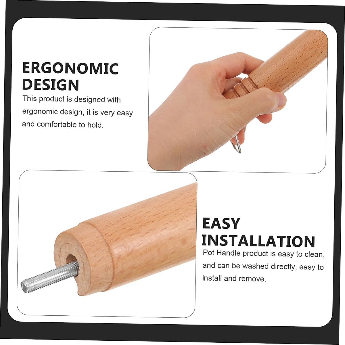 Yardenfun 2pcs Japanese style soup pot handle stainless steel saucepan stainless cookware wok accessories soup pot handles replacement kitchen utensils sauce pan handle grip wooden pot grip