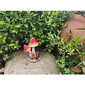 MUAMAX Miniature Mushrooms Snail Fairy Garden Mushroom Fairy Garden Accessories Small Mushroom Figurine Bonsai Craft Decro Micro Landscape Ornaments