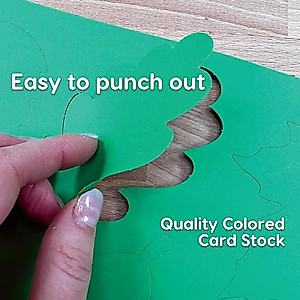 FreshCut Crafts | 120 Pieces Spring Leaf Paper Cutouts with IDEA GUIDE, 2-Sided US Made Card Stock Punch Out Maple Oak Birch Leaves for Bulletin Boards, Classroom Decor, and Posters