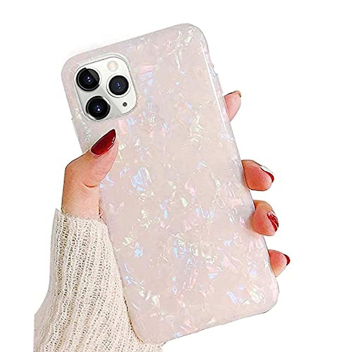 J.west Case Compatiable with iPhone 13 Pro Max 6.7 inch,Sparkly Opal Glitter Translucent Clear Soft TPU Slim Fit Protective Phone Cover Case for Women Girls Colorful