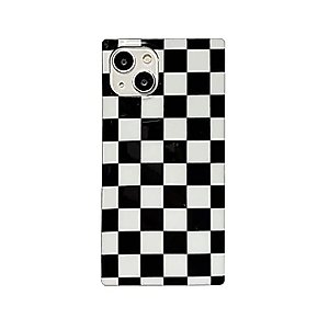 Reezaddin Square Checkered Phone Case for iPhone 13 Pro Max Black White Grids Plaid Checkerboard Slim Soft Classic Trunk Design Strong Shockproof Protective Checker Cover for iPhone 13promax 6.7"