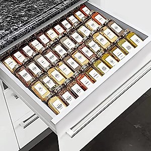 SZWQILIN Spice Drawer Organizer,Spice Rack Drawer for Kitchen, 4 Tier Acrylic Drawer Spice Organizer for Jars and Packets,Expandable From 11" to 22" 8 Pack (Clear)