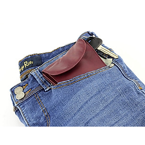 Bacci Leather Impressions Taxi Wallet - Soft Leather, Compact & Snap Pocket on Front, Folding Wallet, Small ID Cards & Coins Holder, Pouch for Men & Women, Coin Case ( Leather, Red)