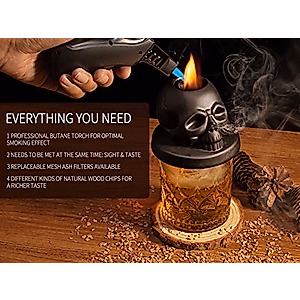 Cocktail Smoker Kit with Torch, Whiskey Smoker Kit, Bourbon/Drink/Old Fashioned Smoker Infuser Kit, 4Flavor of Wood Chips, Ideal Gifts for Men, Fathers, Boyfriends as Father's Day, Christmas, Birthday