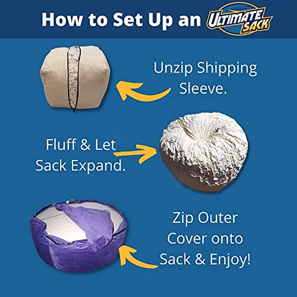 ULTIMATE SACK Bean Bag Chairs in Multiple Sizes and Colors: Giant Foam-Filled Furniture - Machine Washable Covers, Double Stitched Seams, Durable Inner Liner. (6000, Grey Suede)