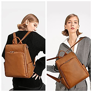 S-ZONE Leather Backpack Purse for Women Fashion Anti-theft Rucksack Ladies Convertible Shoulder Bag Handbag Medium