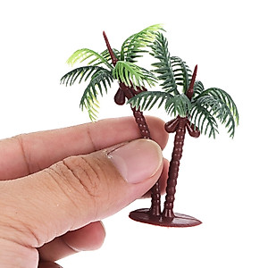 PATIKIL 2.8" Miniature Plastic Coconut Palm Tree, 12 Pack Mini Tree Decor Micro Plant Model for DIY Beach Landscape Prop Decoration, Green