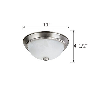 Aspen Creative 63013-1 Two-Light Flush Mount In Brushed Nickel with White Alabaster Glass Shade,11" DIAMETER