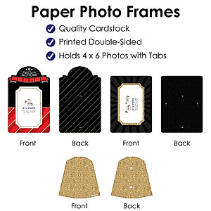 Big Dot of Happiness Red Carpet Hollywood - Movie Night Party 4x6 Picture Display - Paper Photo Frames - Set of 12