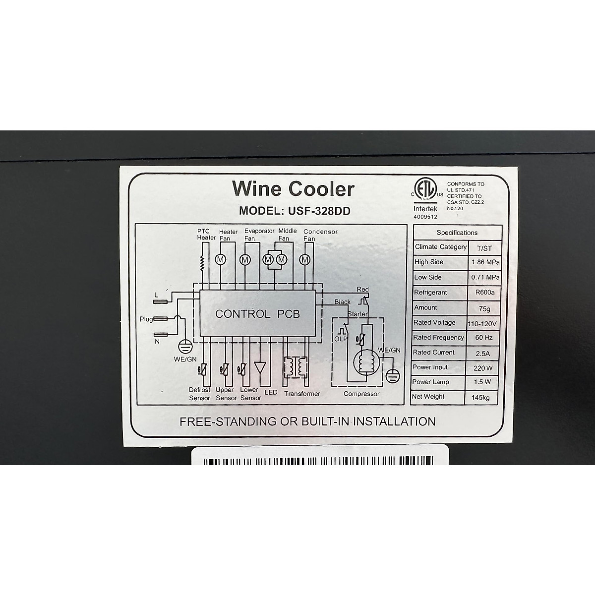 Elite Kitchen Supply Commercial Wine Cooler Dual Zone Refrigerator, ETL NSF 300-350 Bottles Reversible Fridge Merchandiser, Restaurant Bar Grocery Store