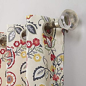 Sun Zero Jorah Botanical Print Thermal Insulated Energy Efficient Grommet Curtain Panel, 40" x 84", Linen