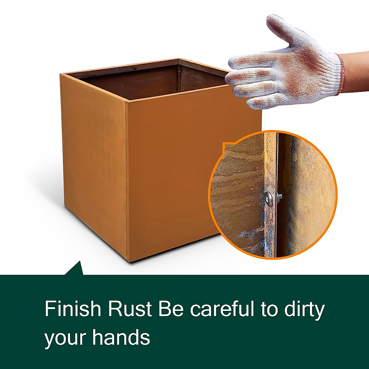 GZGNEEVL Corten Steel Planter Box Metal Square Planters Steel Large Planter Outdoor Tall Plant Durable Antique Detached for Commercial Residential Patio Deck and Backyard 26 Inch