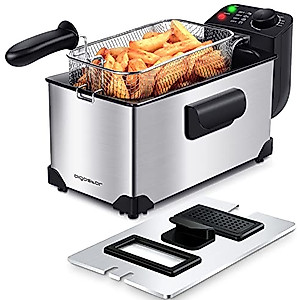 Aigostar Deep Fryer, Electric Deep Fat Fryers with Baskets, 3 Liters Capacity Oil Frying Pot with View Window, ETL Certificated, 1650W Ushas