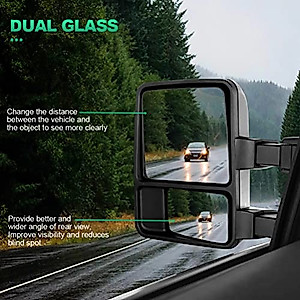 AUTOMUTO Towing Mirrors Driver and Passenger Side Tow Mirrors Manual Control Compatible with 1999-2015 for Ford for F250/for F350/for F450/for F550 Super Duty