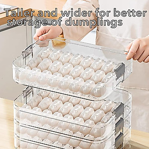 Ahathyw 4-Layer Frozen Dumpling Storage with Lids & Timing, Flat Stacks Food Container Icing Cookies Wonton Donuts Box Organizer For Fridge, Keeping Fresh