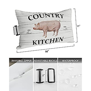 Recliner Head Pillow Ledge Loungers Chair Pillows with Insert Farm Animal Pig Rustic Wood Grain Lumbar Pillow with Adjustable Strap Outdoor Waterproof Patio Pillows for Beach Pool Chair, 2 PCS