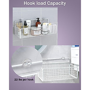 Kethmeva 2-PCS Shower Adhesive Hooks Shower Caddy Adhesive Replacement,Transparent Strong Hook Strip, Waterproof Without Drilling, can be Matched with soap Rack Storage Rack, Kitchen Rack