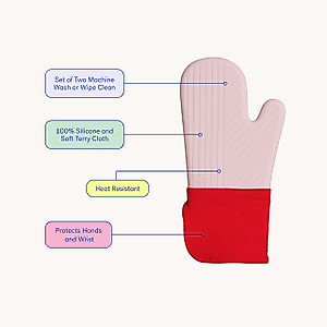 GIR: Get It Right Premium Silicone Oven Mitt - Non-Slip Heat Resistent Kitchen Pot Holder with Soft Terry Quilted Liner - Set of 2, Slate