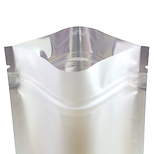 QQ Studio Pack of 100 Translucent/Silver/Color Stand-Up Resealable Zipper Pouch (4.7" x 7.1", Matte Purple)