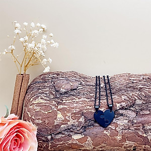 JOYA GIFT 2 Pieces Gold Stainless Steel Heart-shaped Necklace Puzzle set Black Couple Necklace His and Her Pendant Necklaces Matching for Boyfriend Girlfriend Best Friends Jewelry Gift