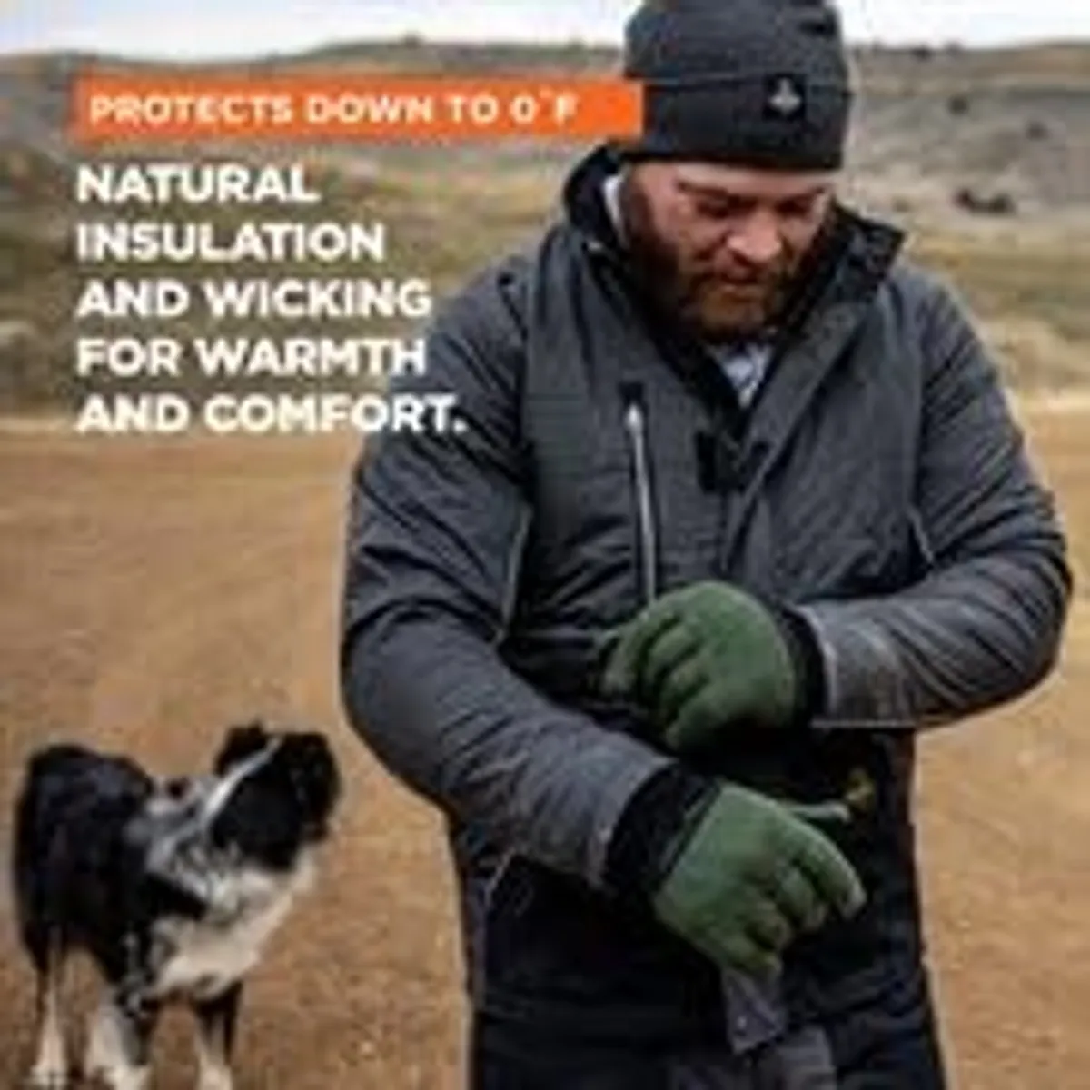 RefrigiWear Thinsulate Insulated Fleece Lined 100% Ragg Wool Leather Palm Gloves (Green, X-Large)