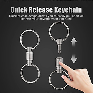 Titanium Quick Release Keychain, Detachable Key Ring Heavy Duty Swivel Key Holder with 2 Stainless Steel Key Rings UIInosoo for Double-End Pull Apart Keys Easily