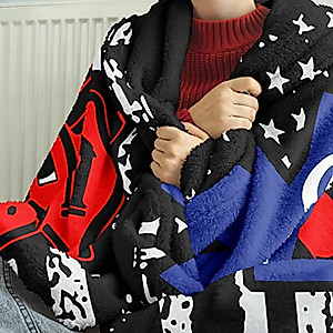 Joyloce Firefighter EMT Throw Blankets Birthday Gift Idea for Men Dad Husband Son Friend 60"x50" - Practitioner Fireman Firewoman EMS Blanket For Fire Fighter FD Department First in Last Out Responder